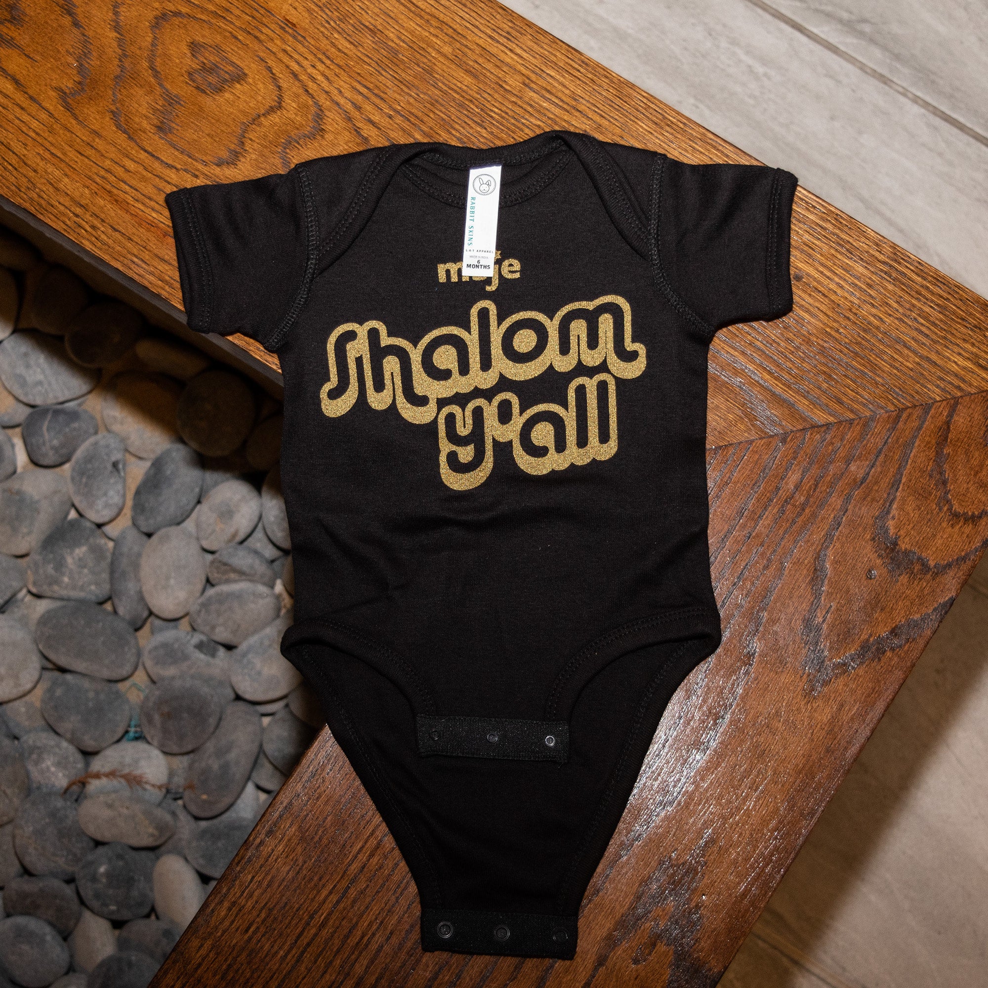 Black and Gold Shalom Y'all Onesie | Museum of the Southern Jewish ...