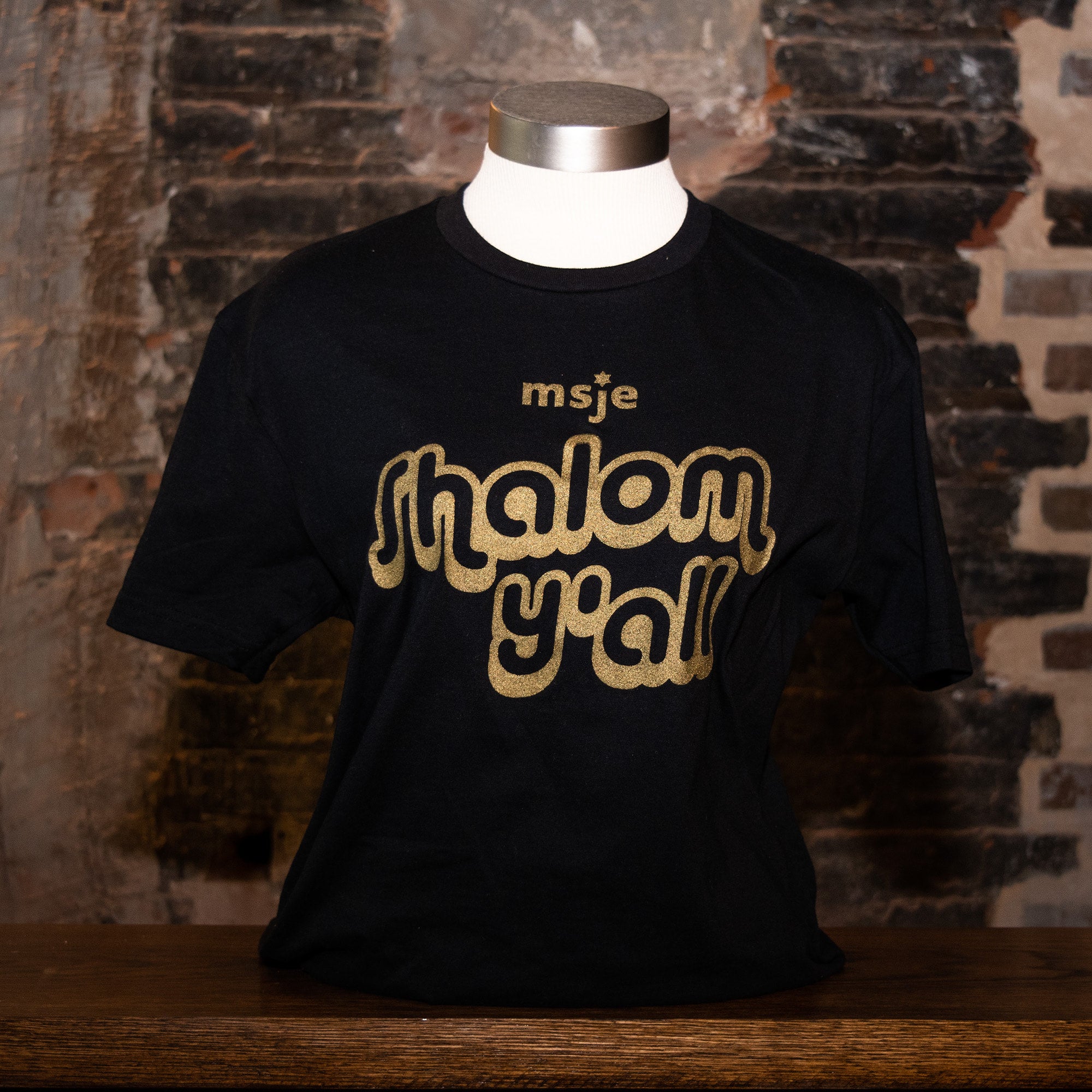 Adult Black and Gold Shalom Y'all Shirt | Museum of the Southern Jewish ...